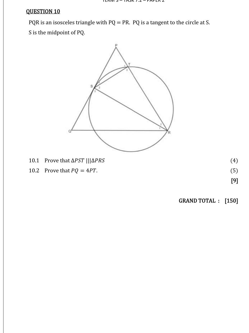 Solved PQR is an isosceles triangle with PQ=PR.PQ is a | Chegg.com