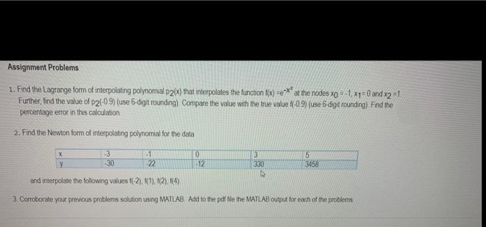 Solved Assignment Problems 1. Find the Lagrange form of | Chegg.com
