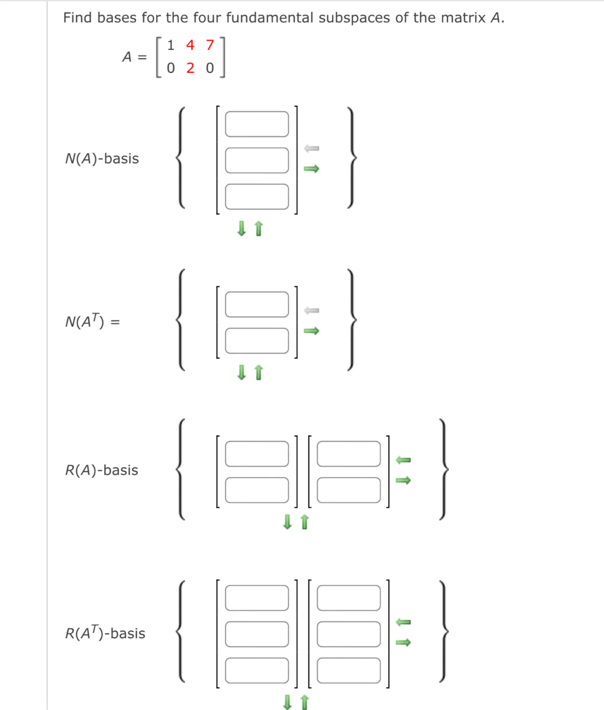 Solved Find bases for the four fundamental subspaces (in the | Chegg.com