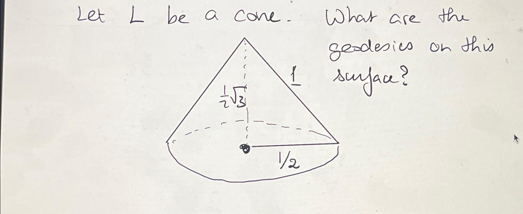 Solved Let L ﻿be a cone. What are the Geodesics on the | Chegg.com