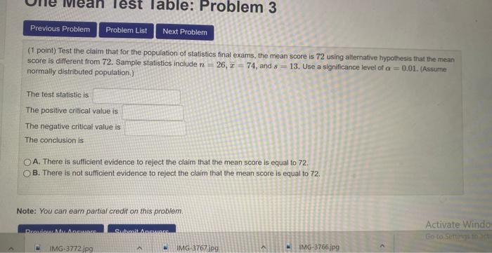 Solved (1 point) Test the claim that for the population of | Chegg.com