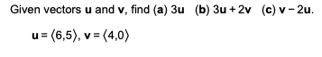Solved Given vectors u ﻿and v, ﻿find | Chegg.com