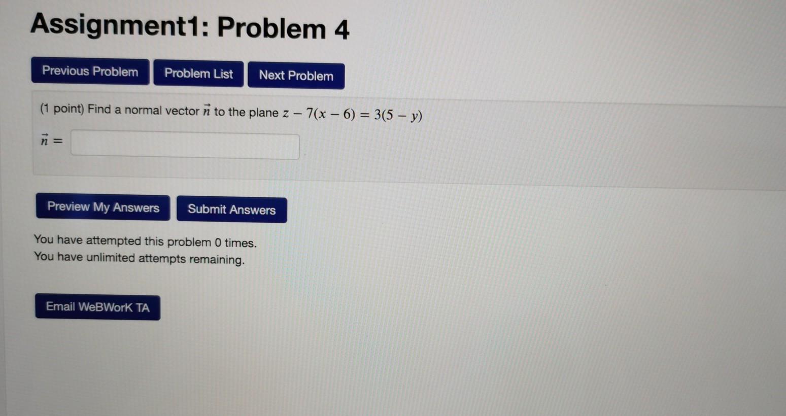 Solved Assignment1 Problem 4 Previous Problem Problem List 