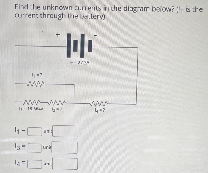 Solved Find the unknown currents in the diagram below? (It | Chegg.com