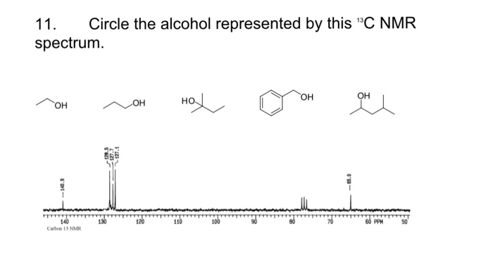 Solved 11. Circle the alcohol represented by this 13C NMR | Chegg.com