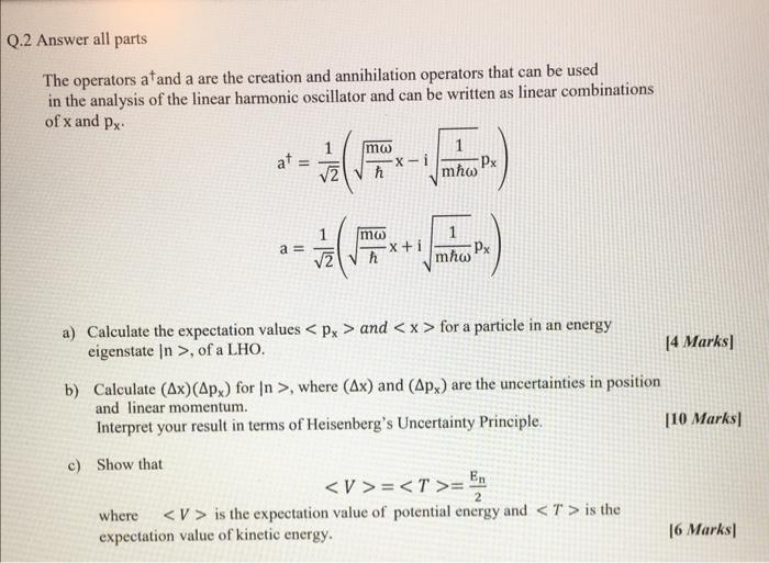 Solved The operators a† and a are the creation and | Chegg.com