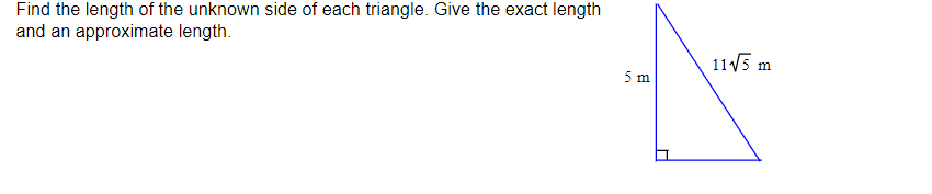 Solved Find the length of the unknown side of each triangle. | Chegg.com