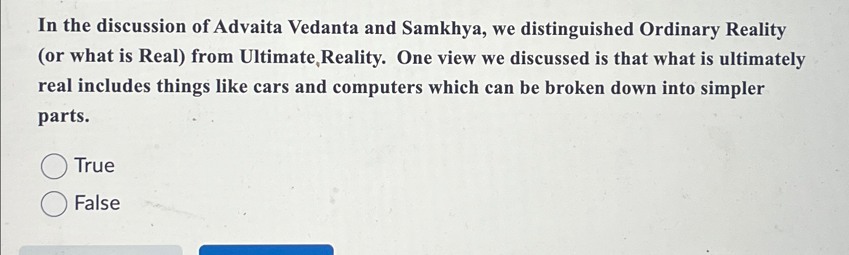Solved In the discussion of Advaita Vedanta and Samkhya, we | Chegg.com