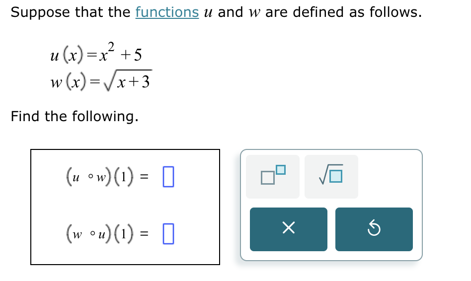 Solved by an EXPERT Suppose that the functions u ﻿and w ﻿are defined as | Chegg.com