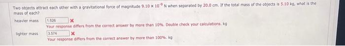 Solved Two objects attract each other with a gravitational | Chegg.com