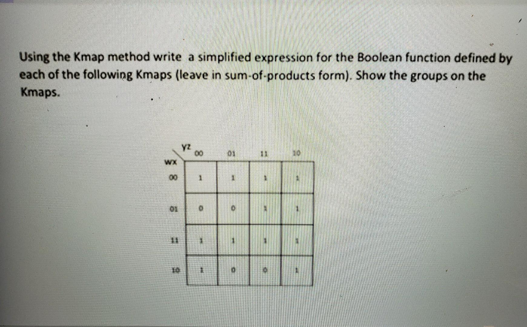 Solved Using the Kmap method write a simplified expression | Chegg.com