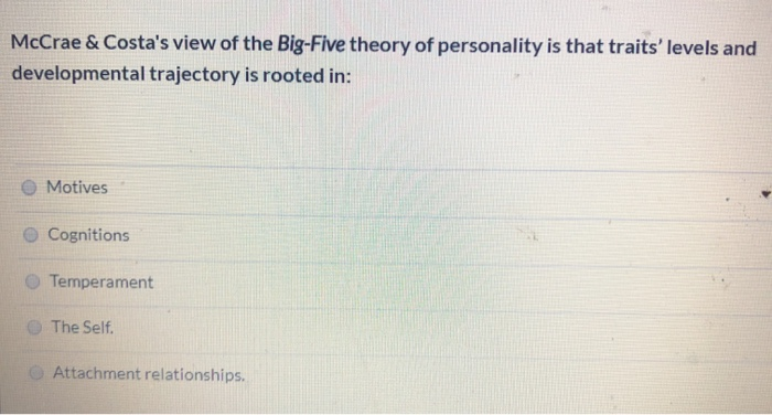 Solved McCrae & Costa's view of the Big-Five theory of | Chegg.com