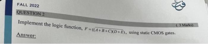 Solved QUESTION 2 Implement the logic function, | Chegg.com