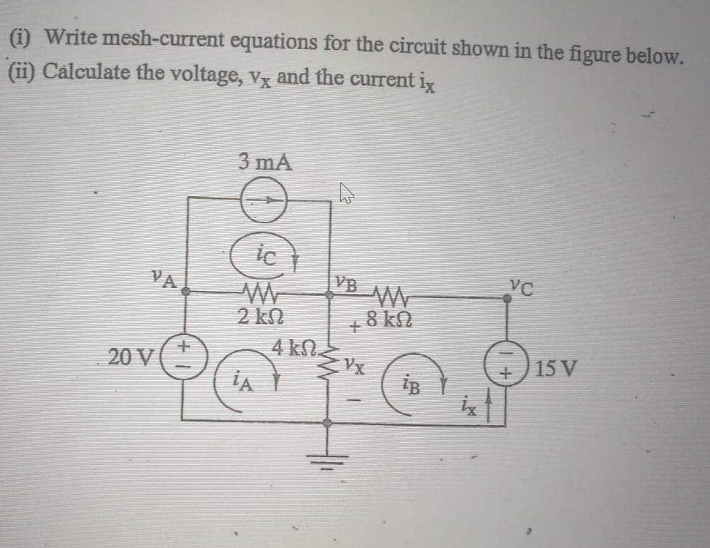 Solved (i) Write mesh-current equations for the circuit | Chegg.com