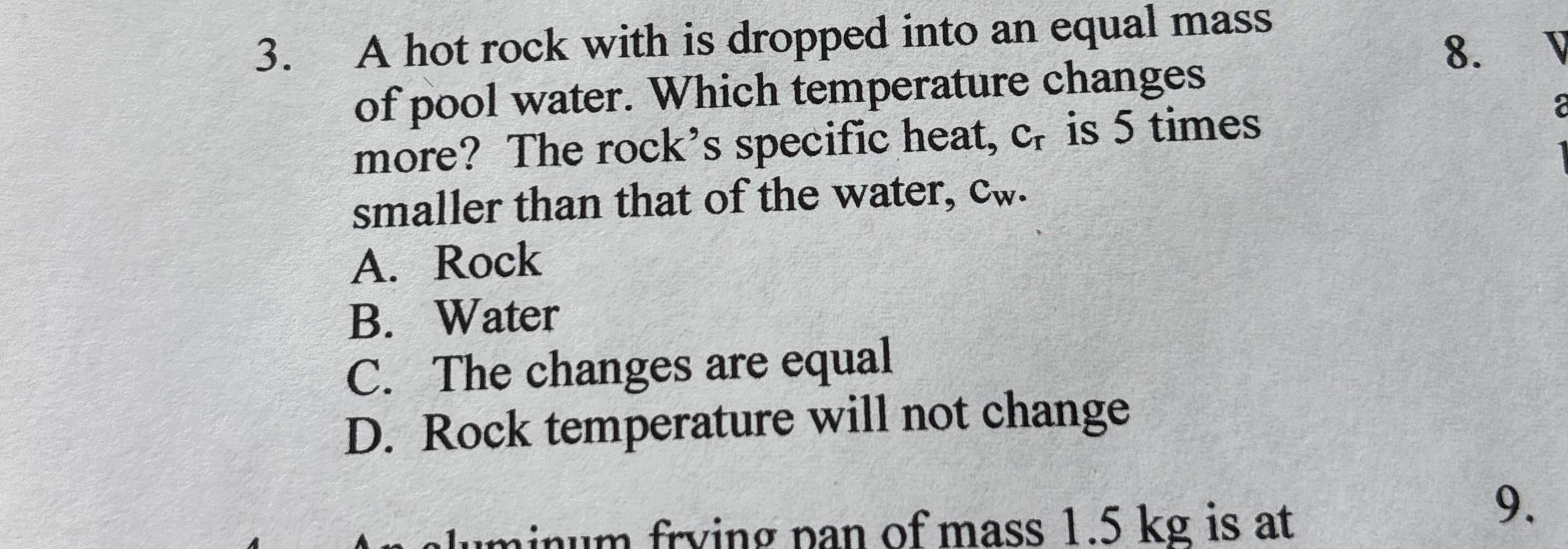 Solved A hot rock with is dropped into an equal mass of pool | Chegg.com