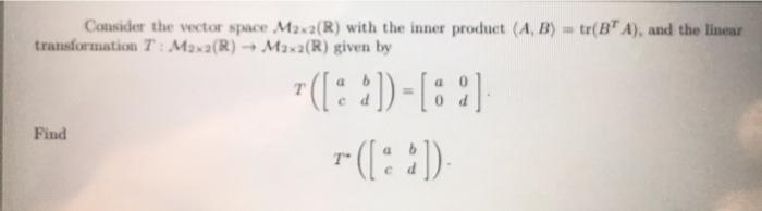 Solved Consider the vector space M2x2(R) with the inner | Chegg.com