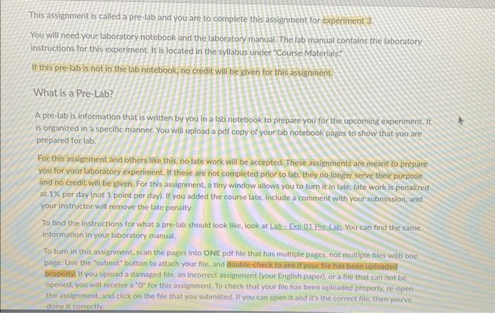 This assignment is called a pre-lab and you are to | Chegg.com