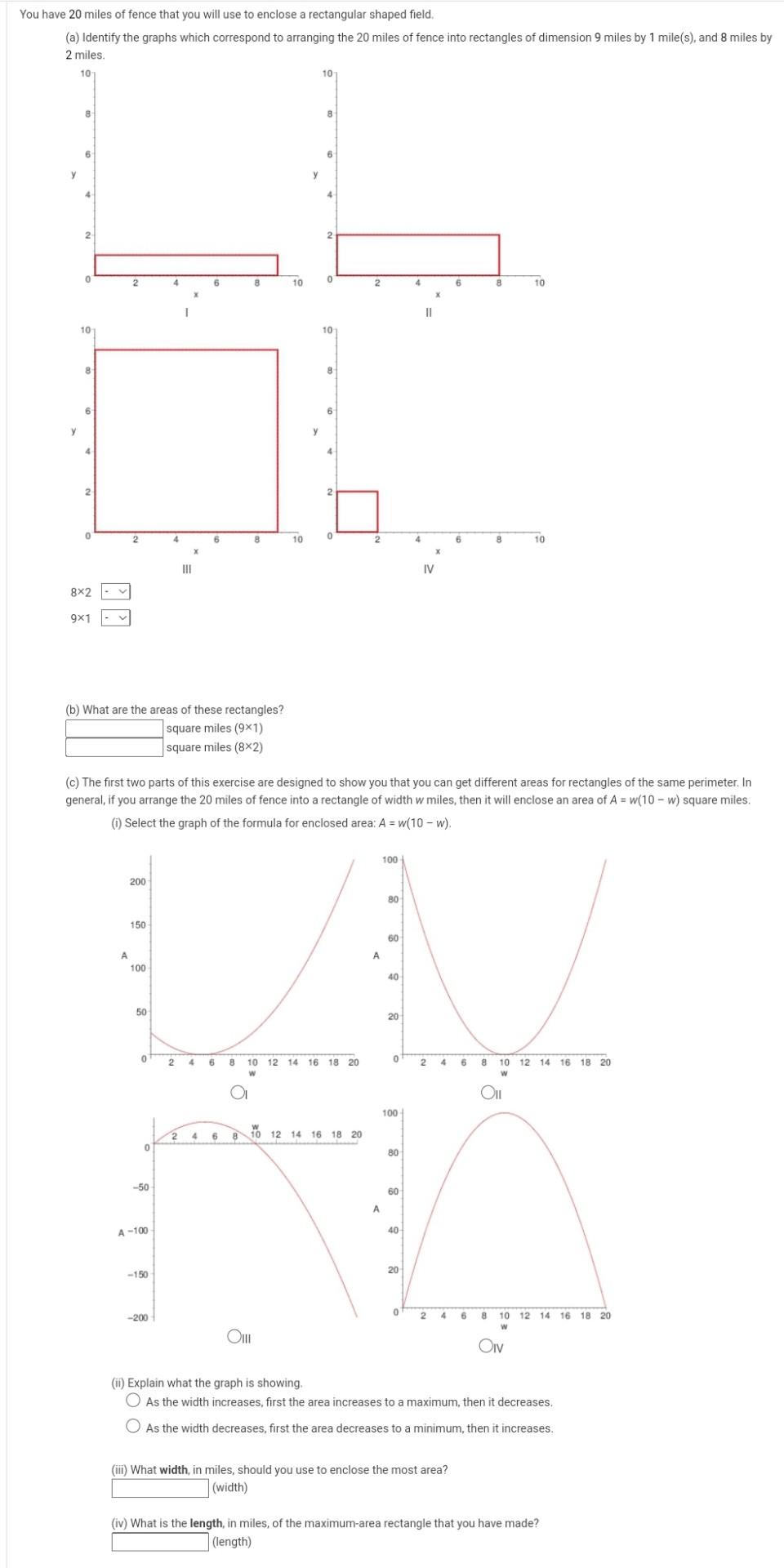 Solved You have 20 miles of fence that you will use to | Chegg.com