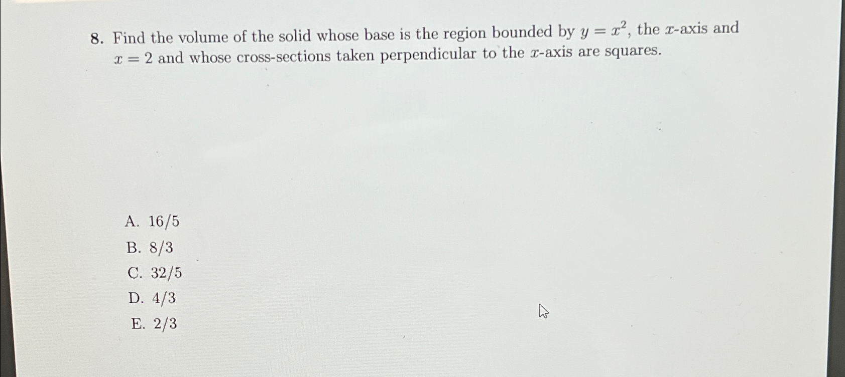Solved Find the volume of the solid whose base is the region | Chegg.com