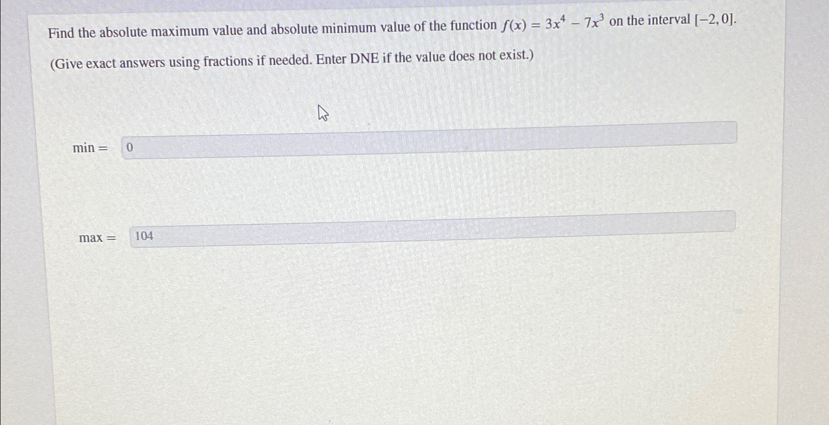 Solved Find the absolute maximum value and absolute minimum | Chegg.com