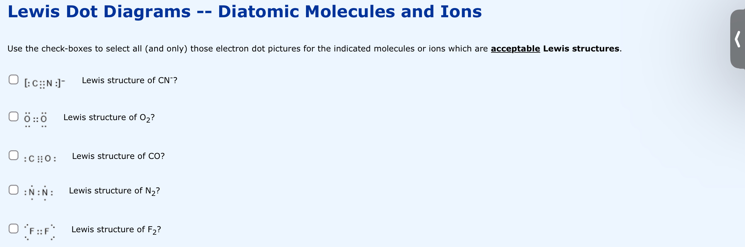 Solved Lewis Dot Diagrams -- ﻿Diatomic Molecules and IonsUse | Chegg.com