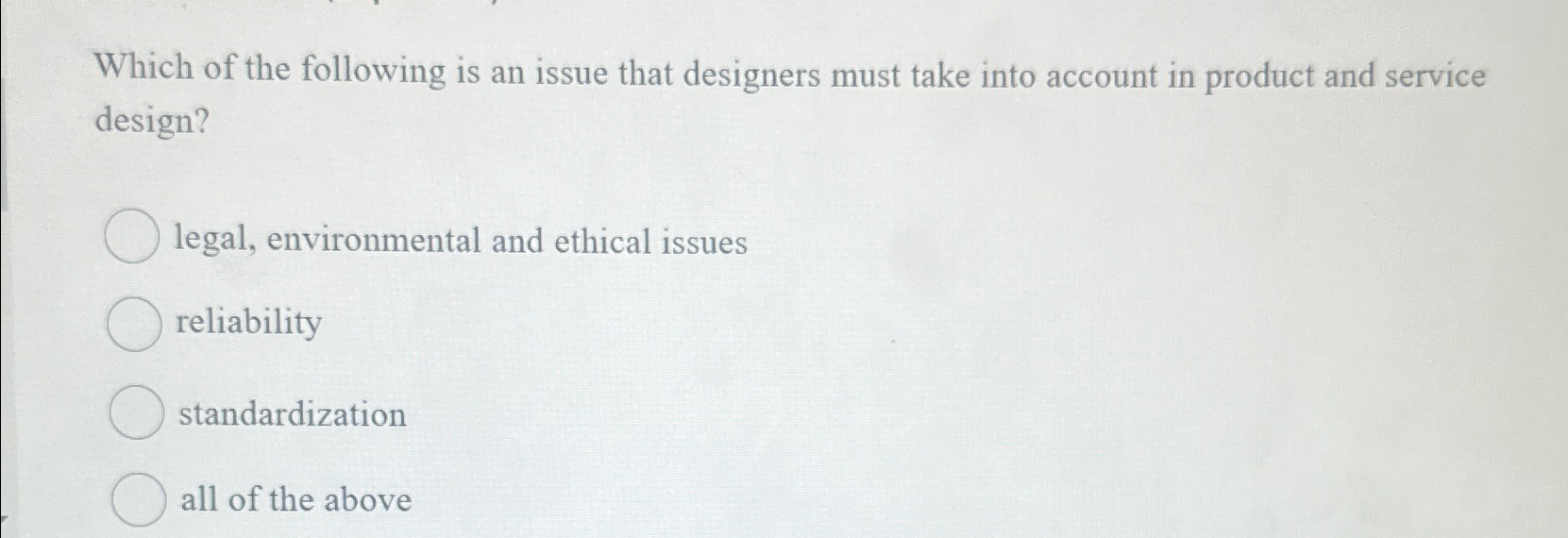 Solved Which of the following is an issue that designers | Chegg.com