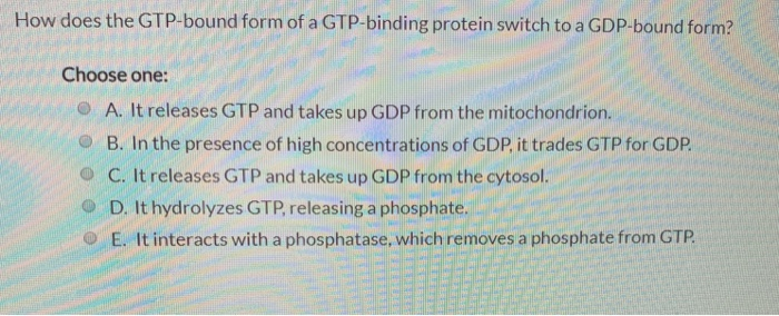 Solved How does the GTP-bound form of a GTP-binding protein | Chegg.com