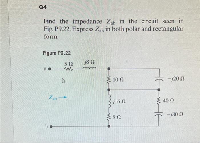 Solved Find the impedance Zab in the circuit seen in | Chegg.com