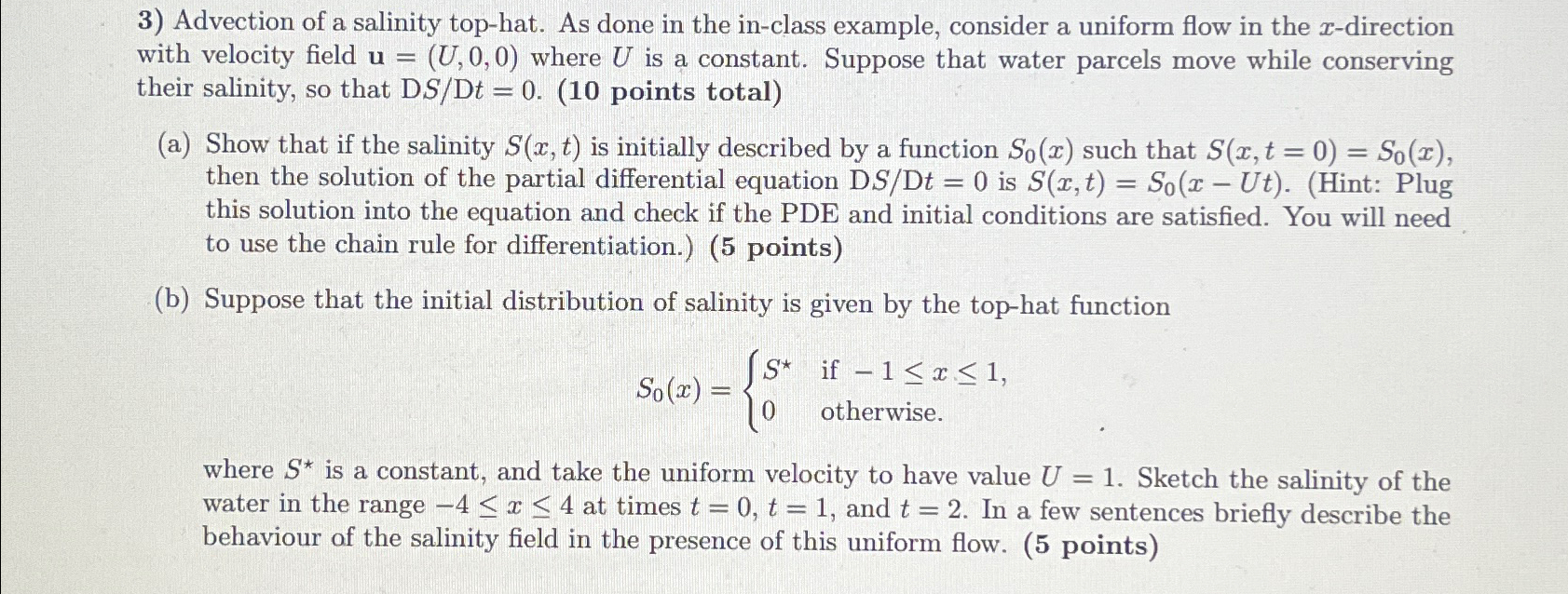 Solved Advection of a salinity top-hat. As done in the | Chegg.com