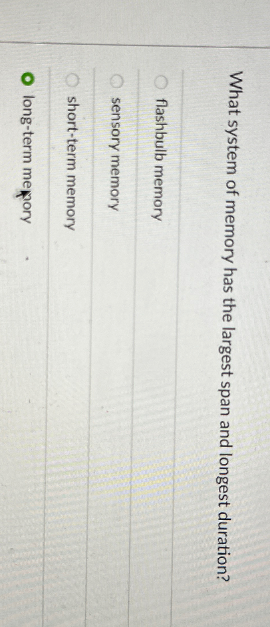 Solved What system of memory has the largest span and | Chegg.com