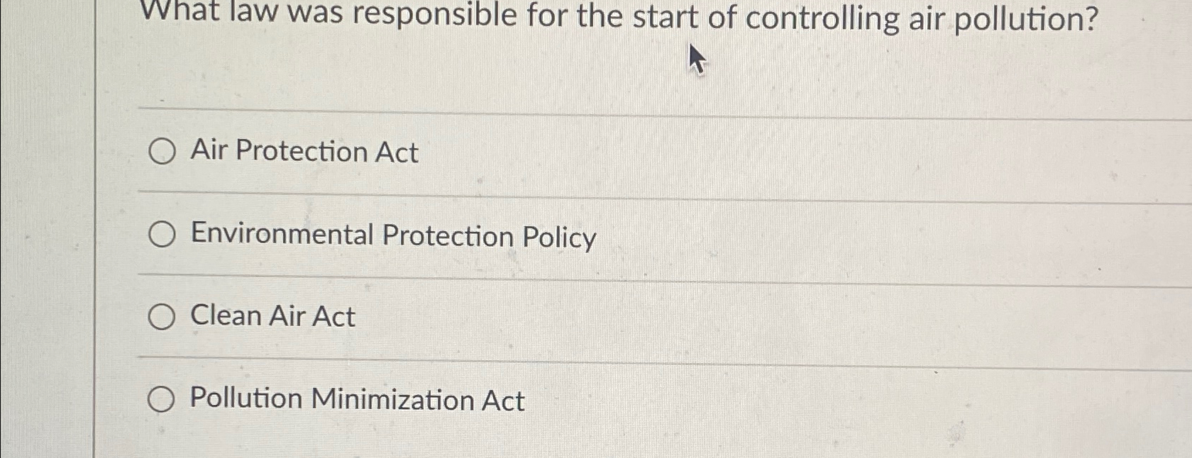 Solved What law was responsible for the start of controlling | Chegg.com