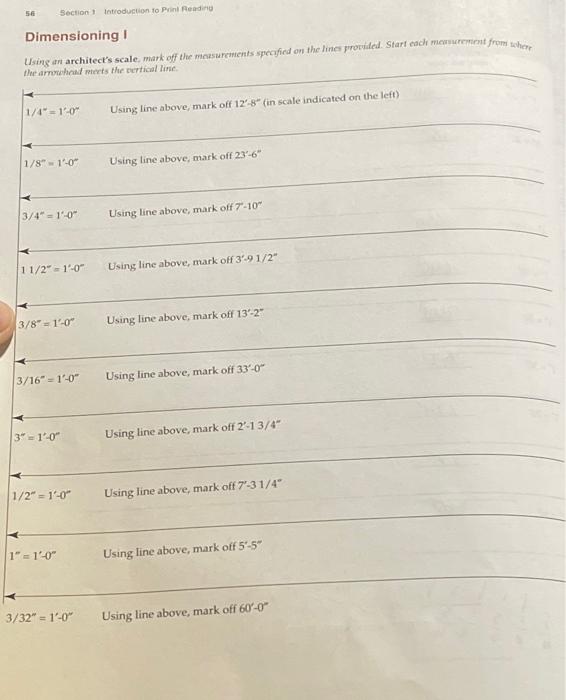 56 Dimensioning I Using an architect's scale, mark | Chegg.com