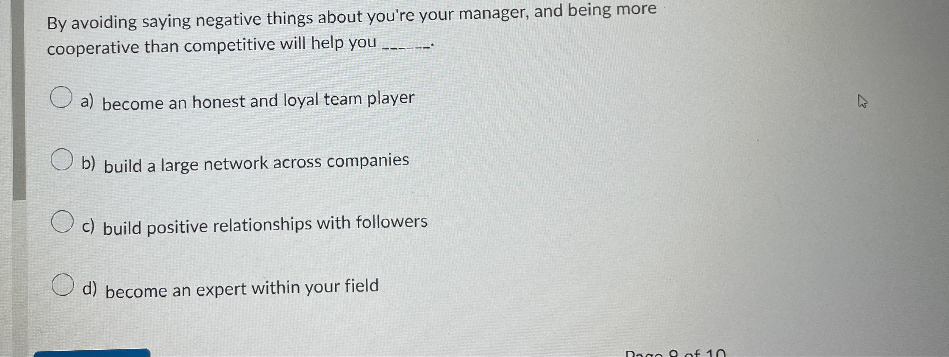 Solved By avoiding saying negative things about you're your | Chegg.com