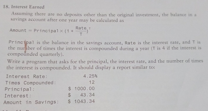 Solved using C++ ﻿compiler Interest EarnedAssuming there are | Chegg.com