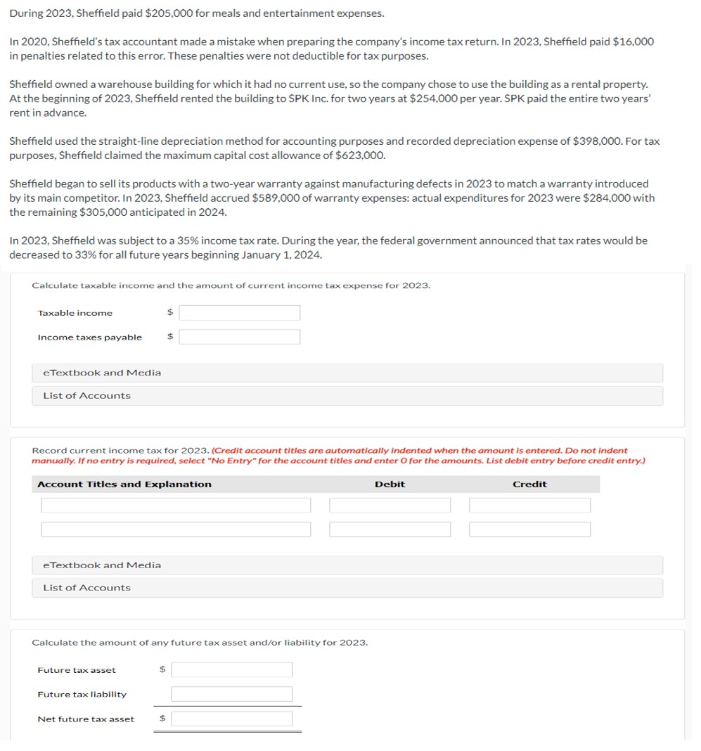 Calculate taxable income and the amount of current | Chegg.com