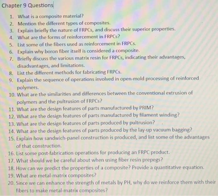 1. What is a composite material? 2. Mention the | Chegg.com