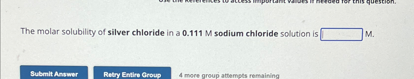 Solved The molar solubility of silver chloride in a 0.111M | Chegg.com