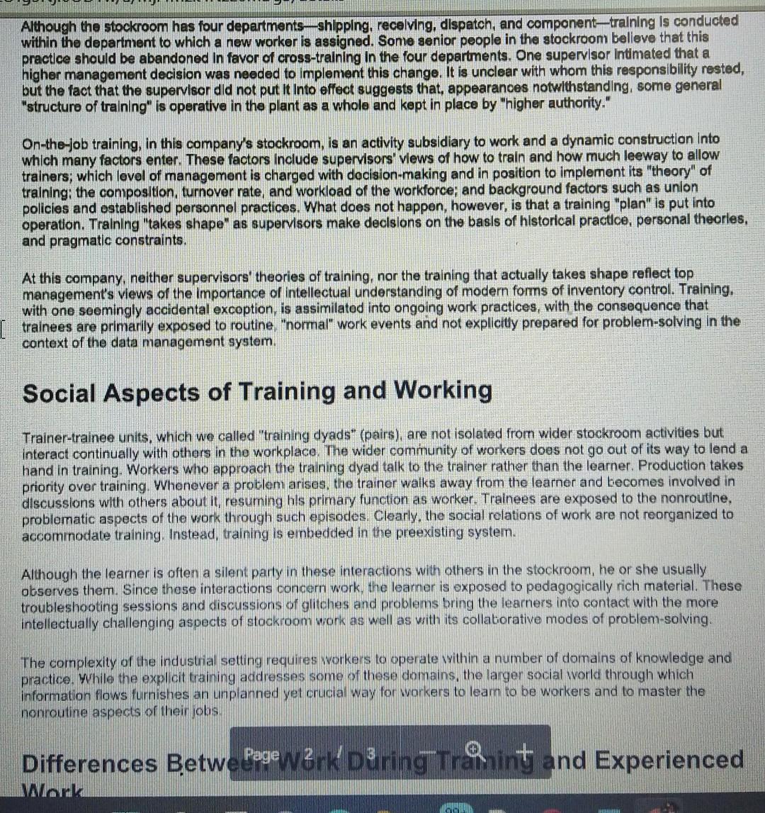 Solved On-the-Job Training This case study of on-the-job | Chegg.com