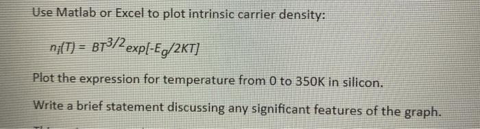 Solved Use Matlab or Excel to plot intrinsic carrier | Chegg.com