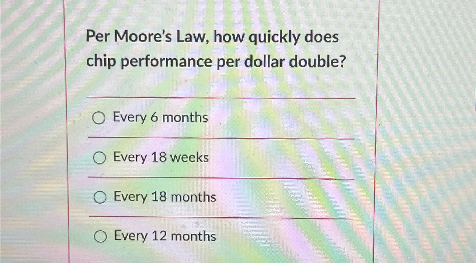Solved Per Moore's Law, how quickly does chip performance | Chegg.com