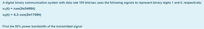 Solved A digital binary communication system with data rate | Chegg.com