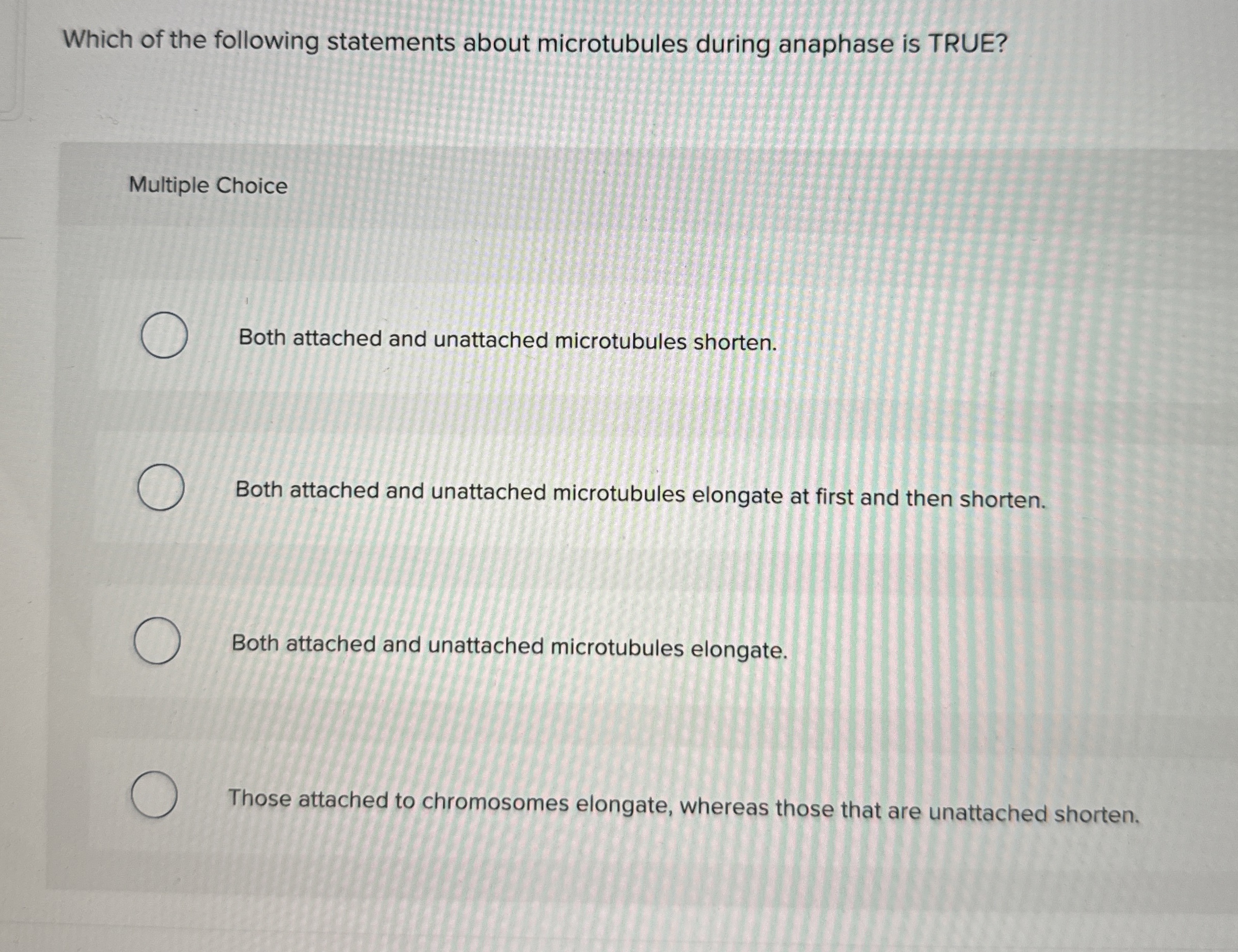 Solved Which of the following statements about microtubules | Chegg.com