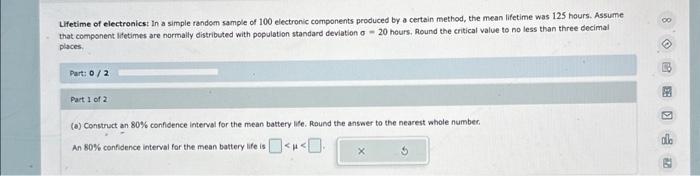 Solved Lifetime of electronicst In a simple random sample of | Chegg.com