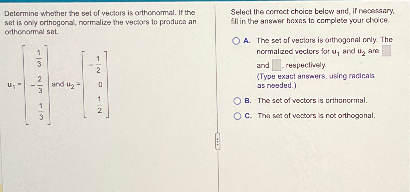 Solved Determine Whether The Set Of Vectors Is Orthonormal