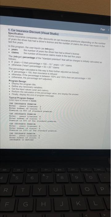 Solved 1. Car Insurance Discount (Visual Studio) | Chegg.com
