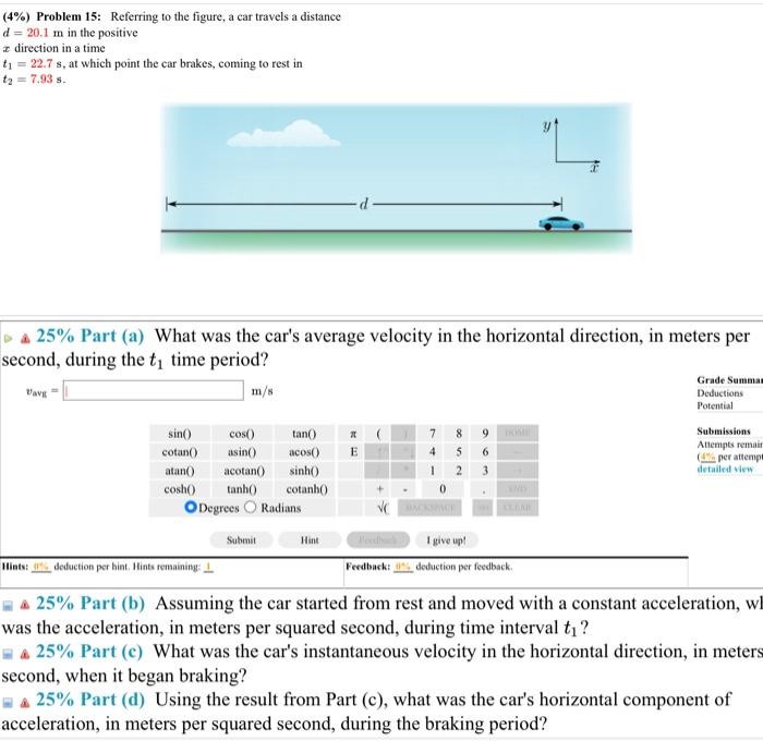 Solved (4\%) Problem 15: Referring to the figure, a car | Chegg.com