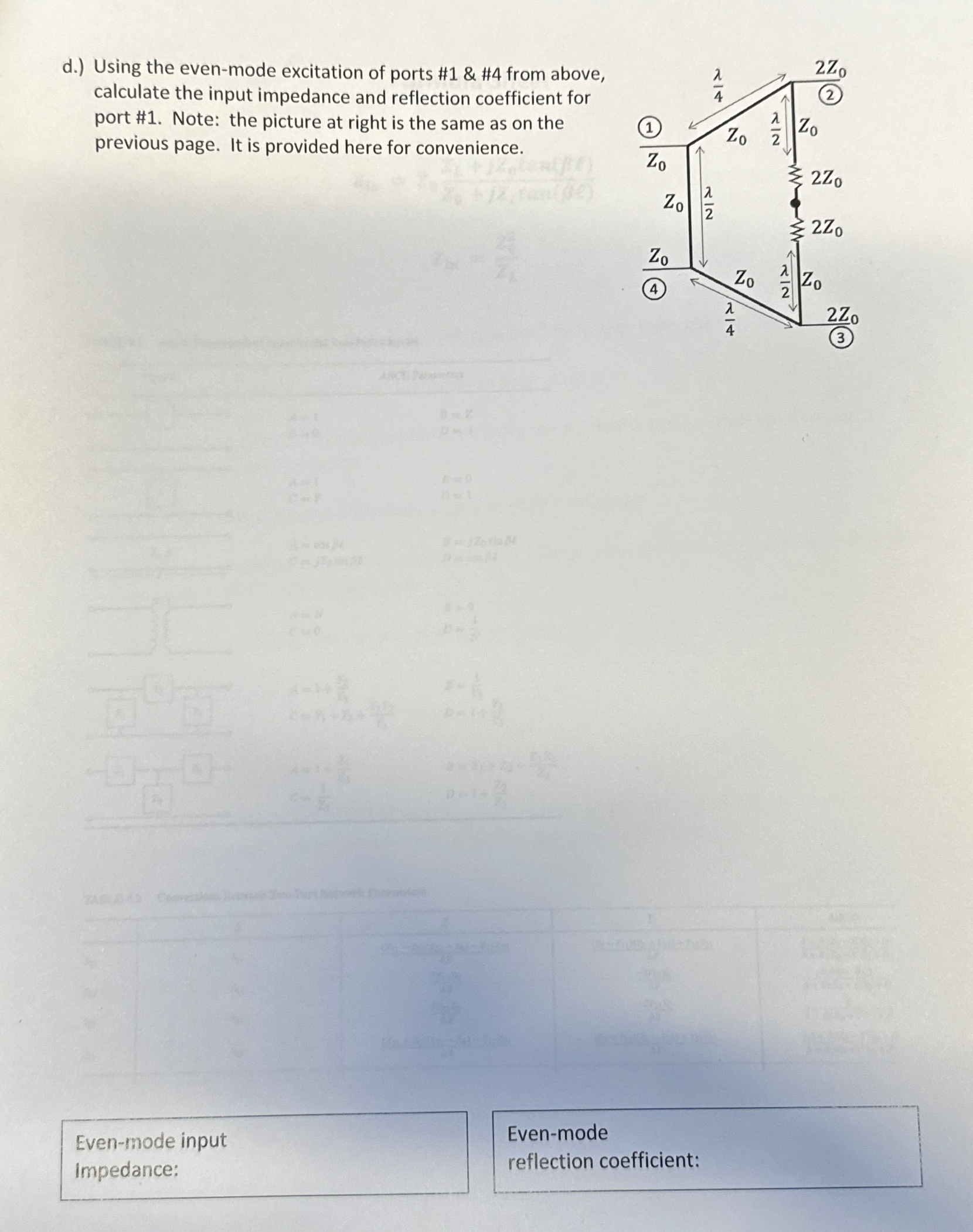 d.) ﻿Using the even-mode excitation of ports #1 ﻿& #4 | Chegg.com