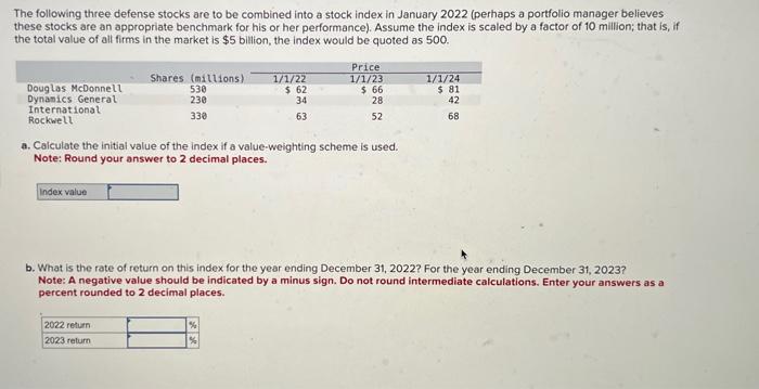 The following three defense stocks are to be combined | Chegg.com