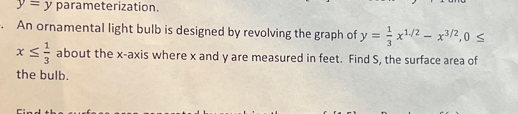 Solved y=y ﻿parameterization.An ornamental light bulb is | Chegg.com