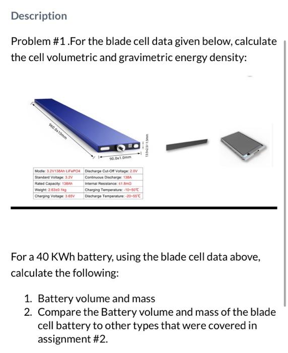 .For the blade cell data given below, calculate the | Chegg.com